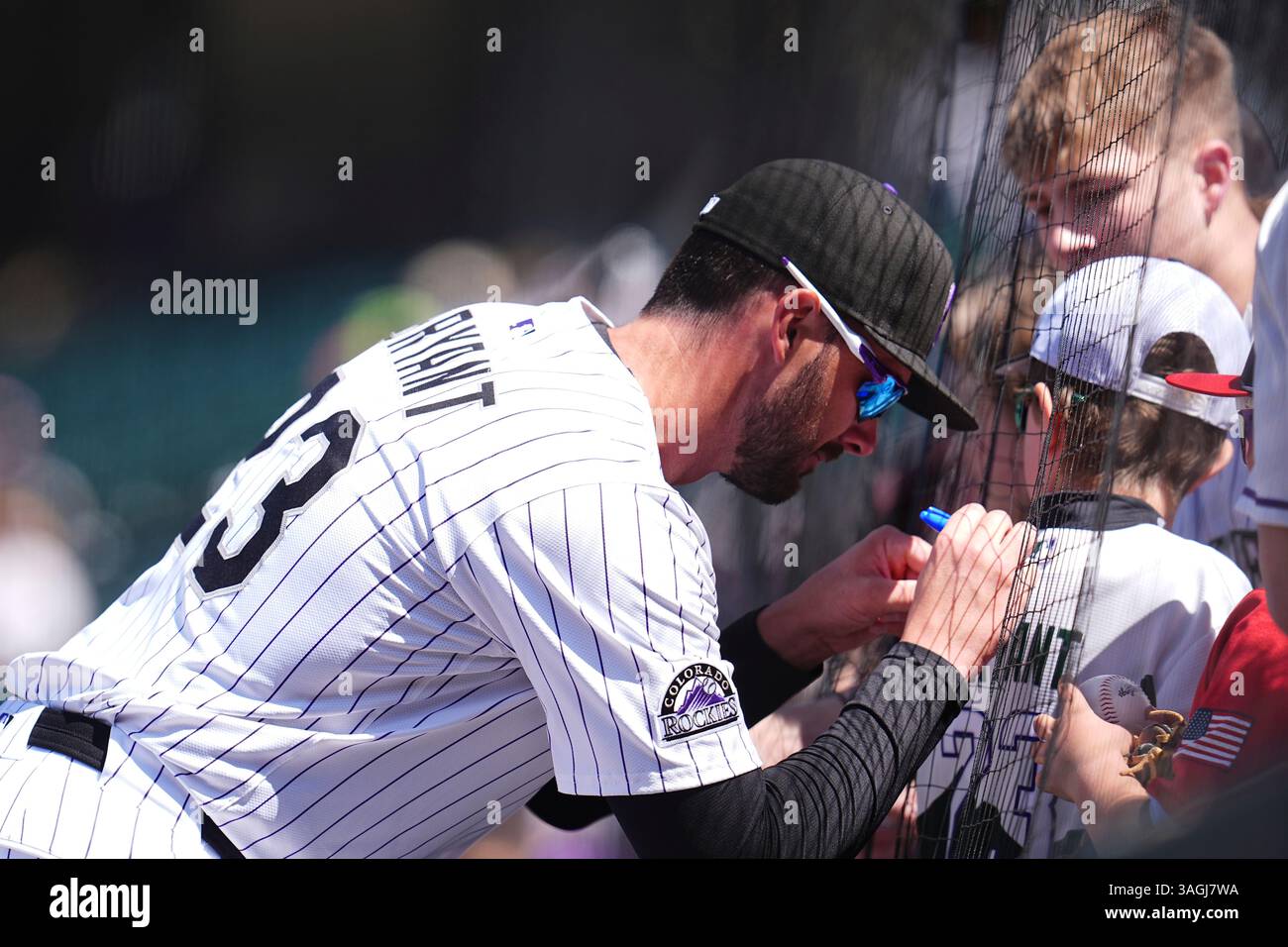 Colorado Rockies outfielder Kris Bryant (23) In the first inning of a ...