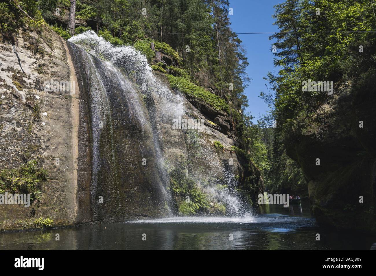 Waterfall at Edmundova Souteska (Edmund's Gorge) near Hrensko in ...