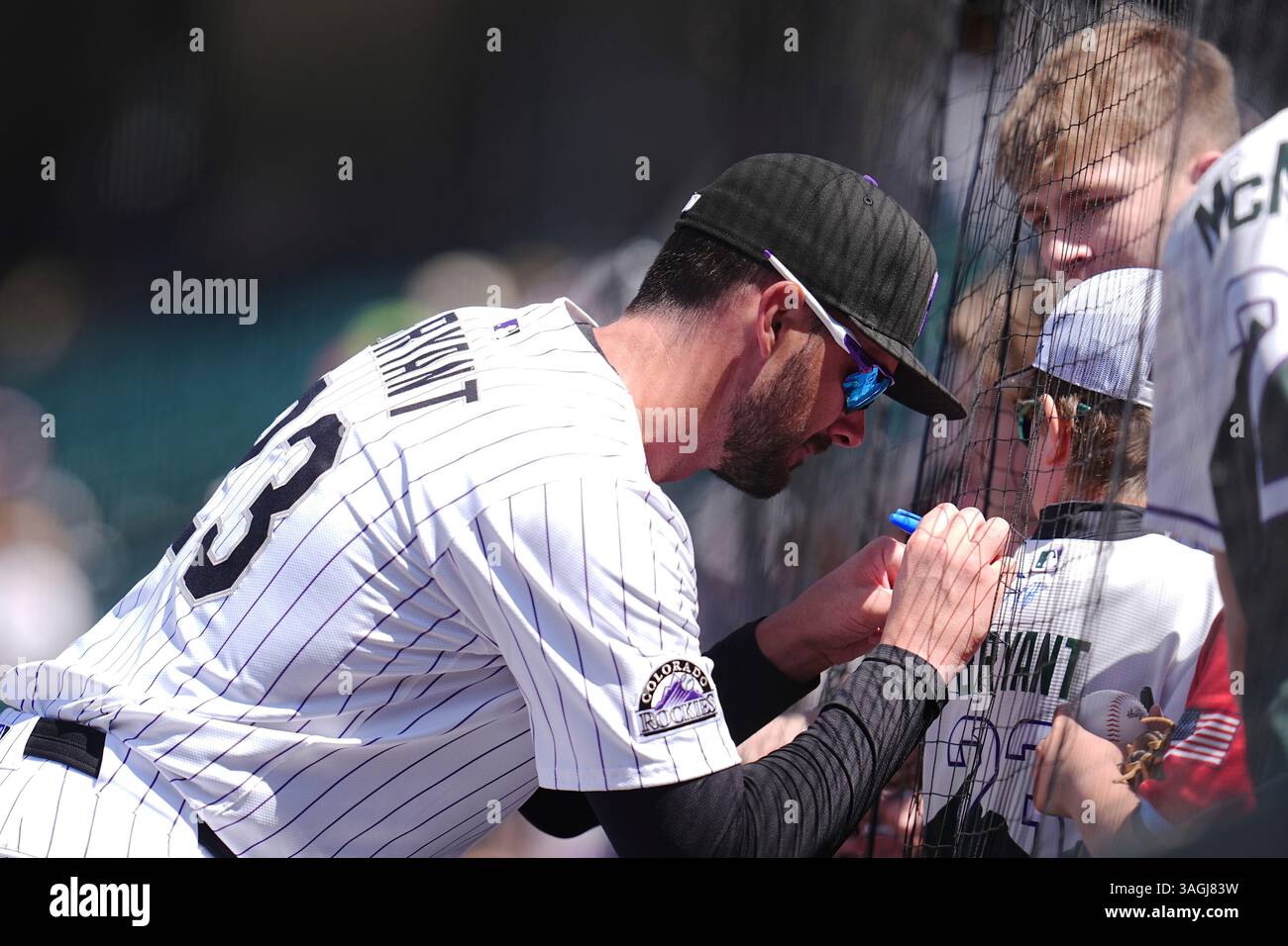 Colorado Rockies outfielder Kris Bryant (23) in the first inning of a ...
