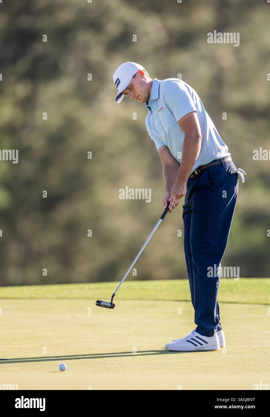 250408 Ludvig Åberg of Sweden during a practice round prior to the 2025 ...