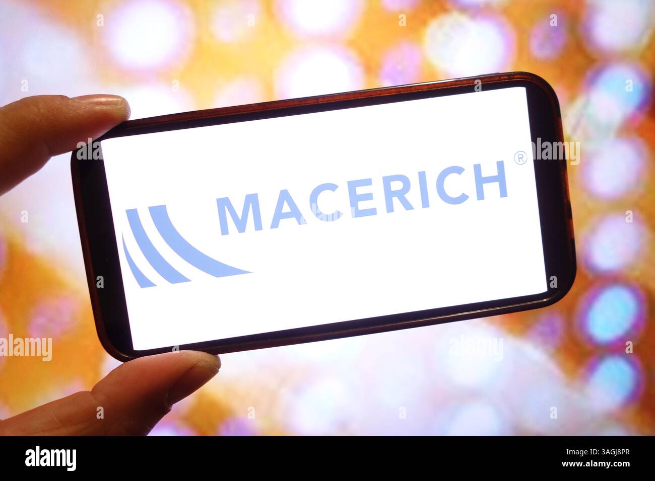 In this photo illustration, the Macerich company logo is seen displayed on a smartphone screen ...