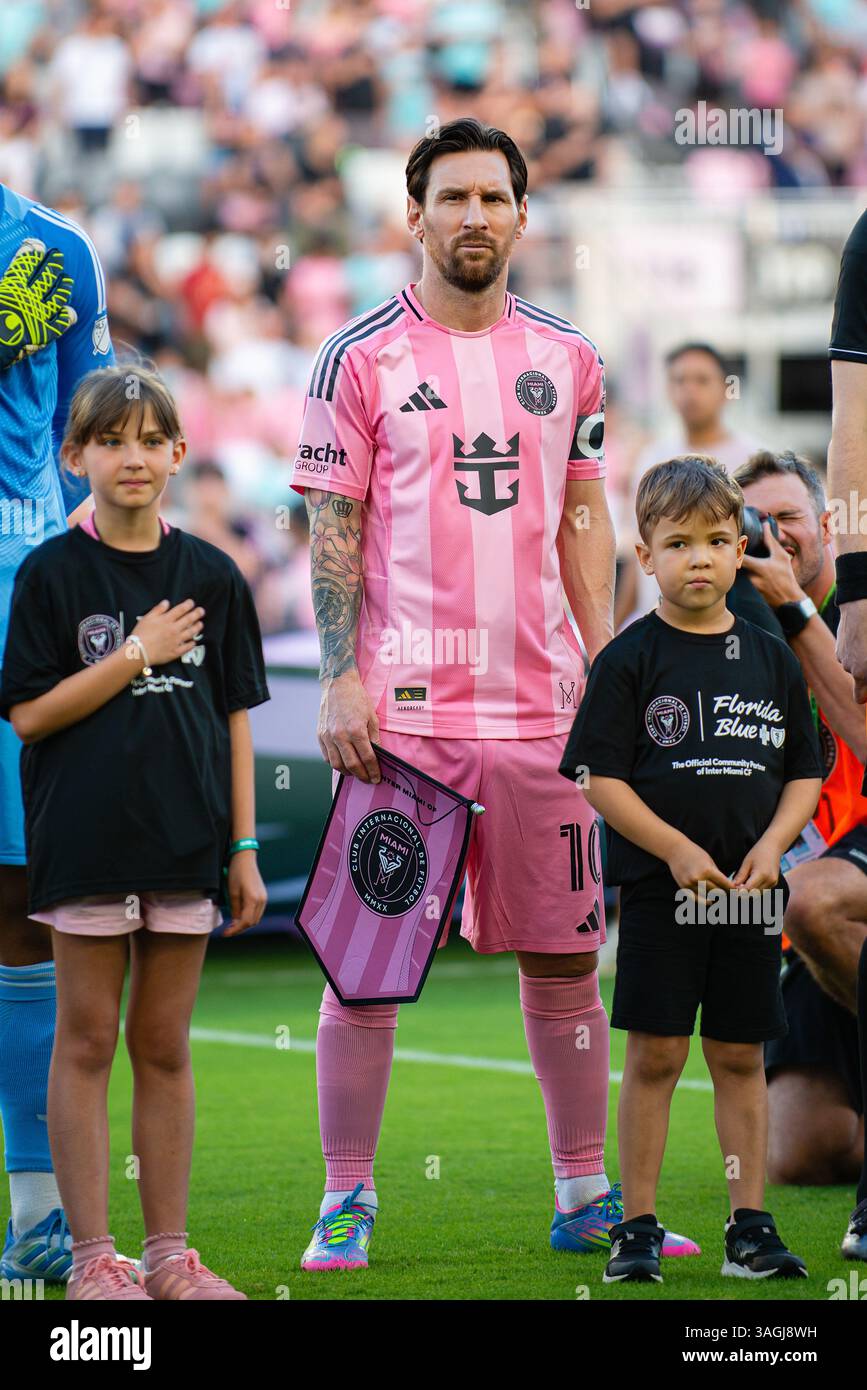 Fort Lauderdale, Florida; USA. Inter Miami's striker Luis Suarez stands ...