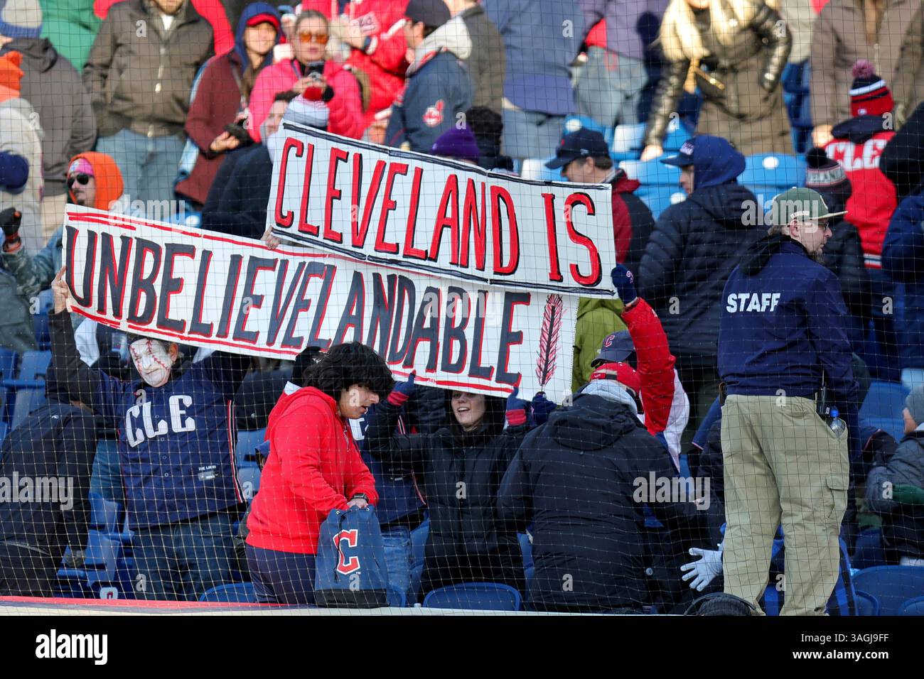 CLEVELAND, OH - APRIL 08: Cleveland Guardians fans celebrate following ...
