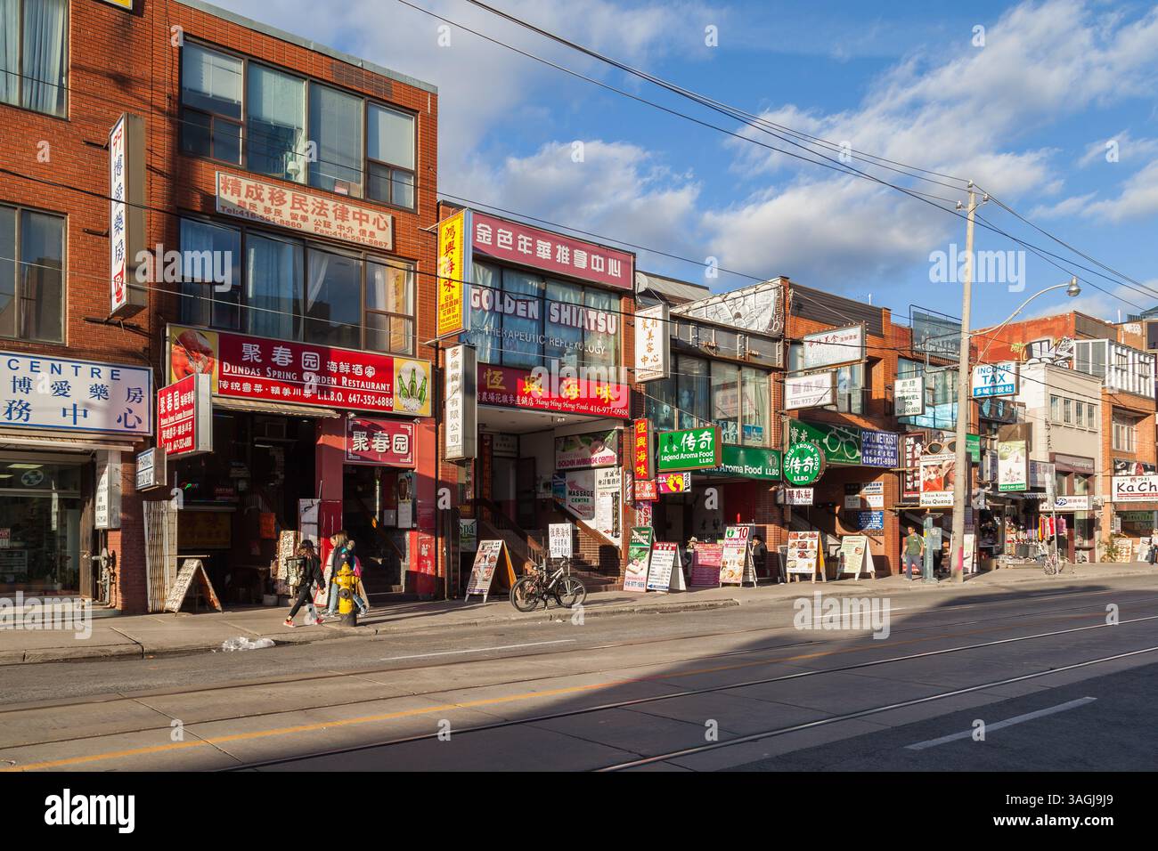 TORONTO, CANADA - NOVEMBER 3, 2017 - Street view of Main China Town in ...