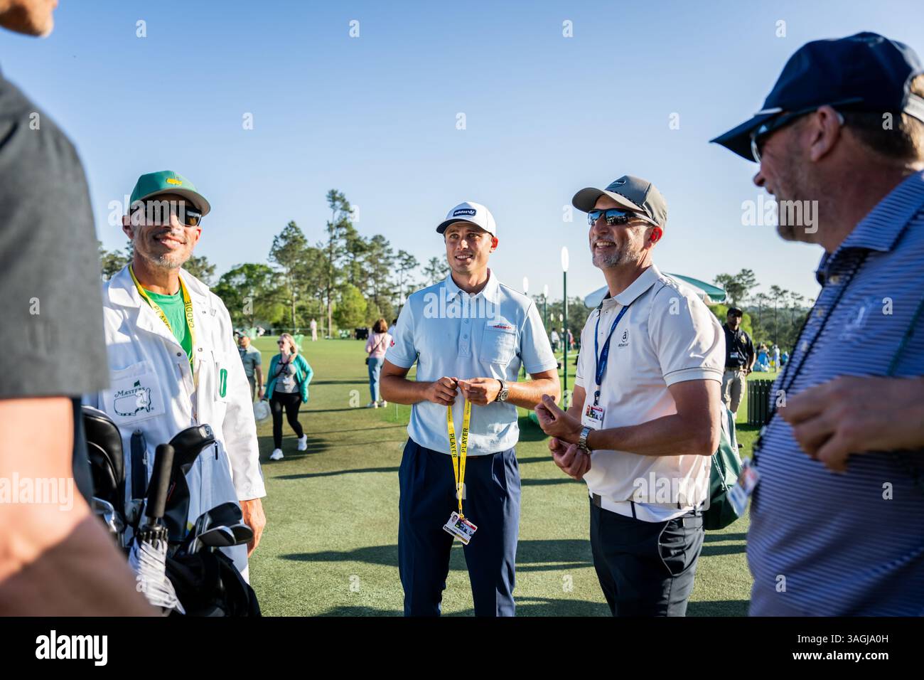 250408 Ludvig Åberg of Sweden with caddie Joe Skovron, coach Hans ...