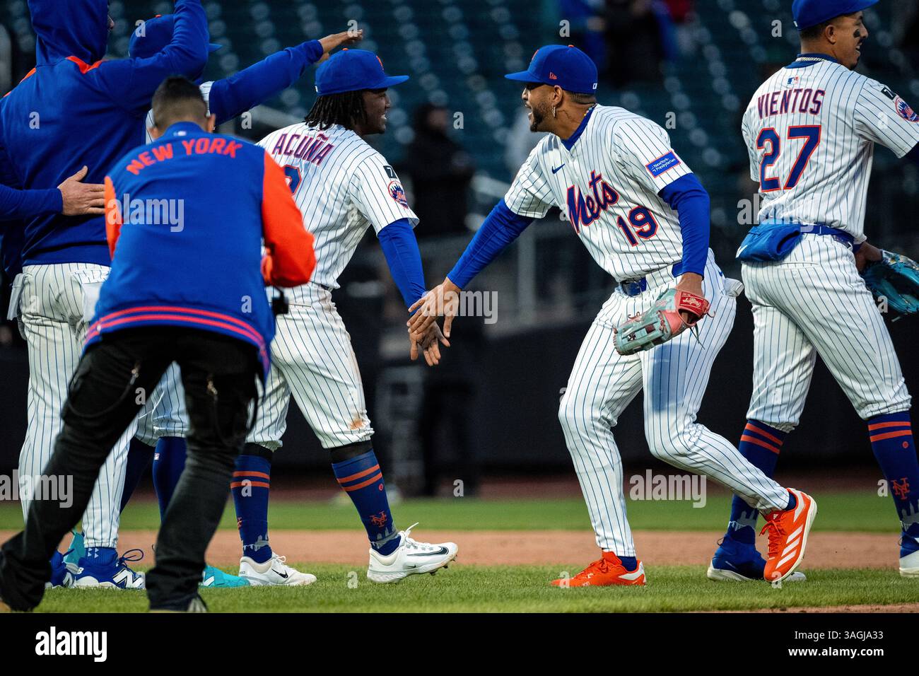 New York Mets' Luisangel Acuña (2) and Jose Siri (19) celebrate after ...