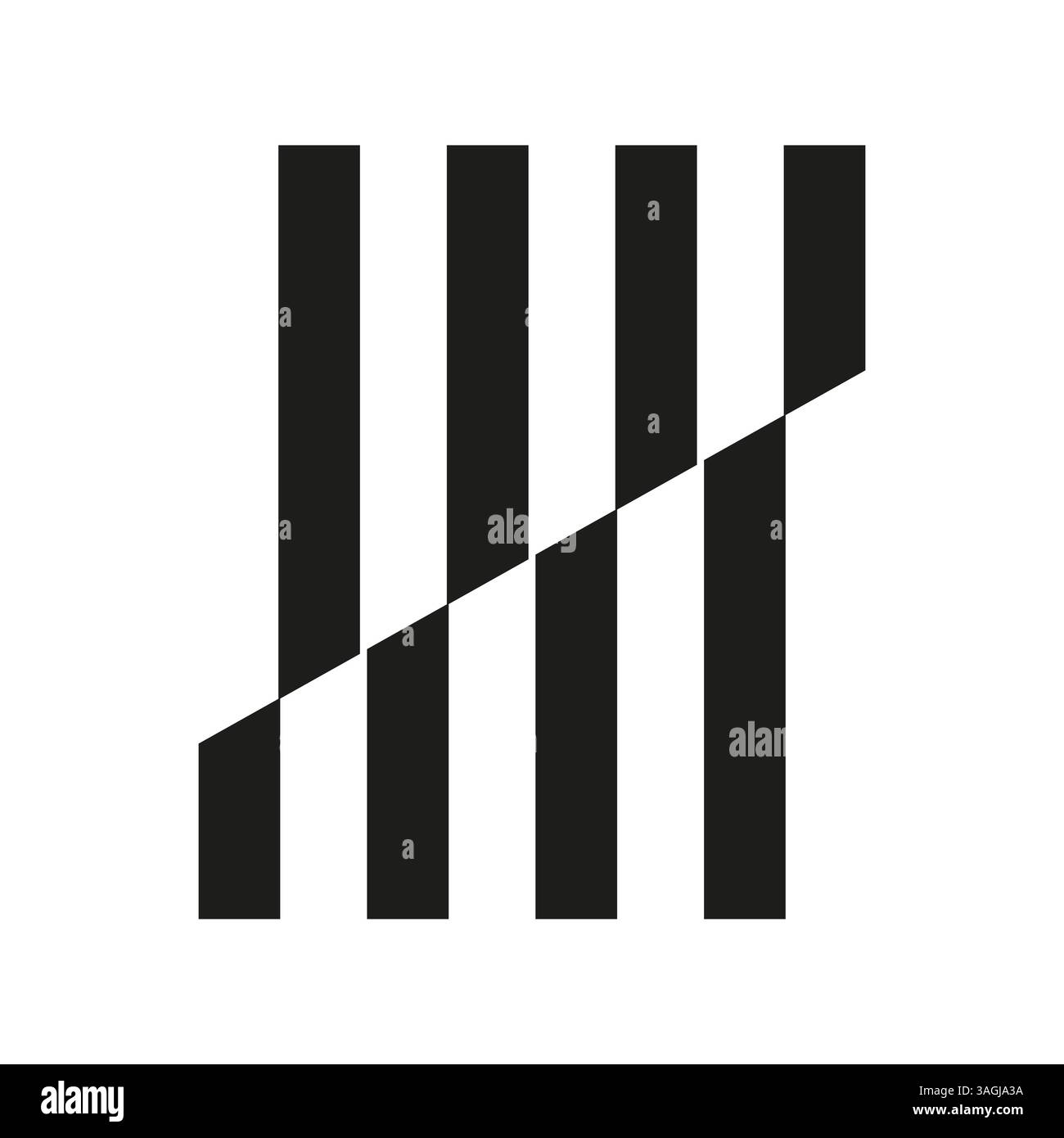 Tally mark icon. Black counting symbol. Diagonal slash detail. Vector ...