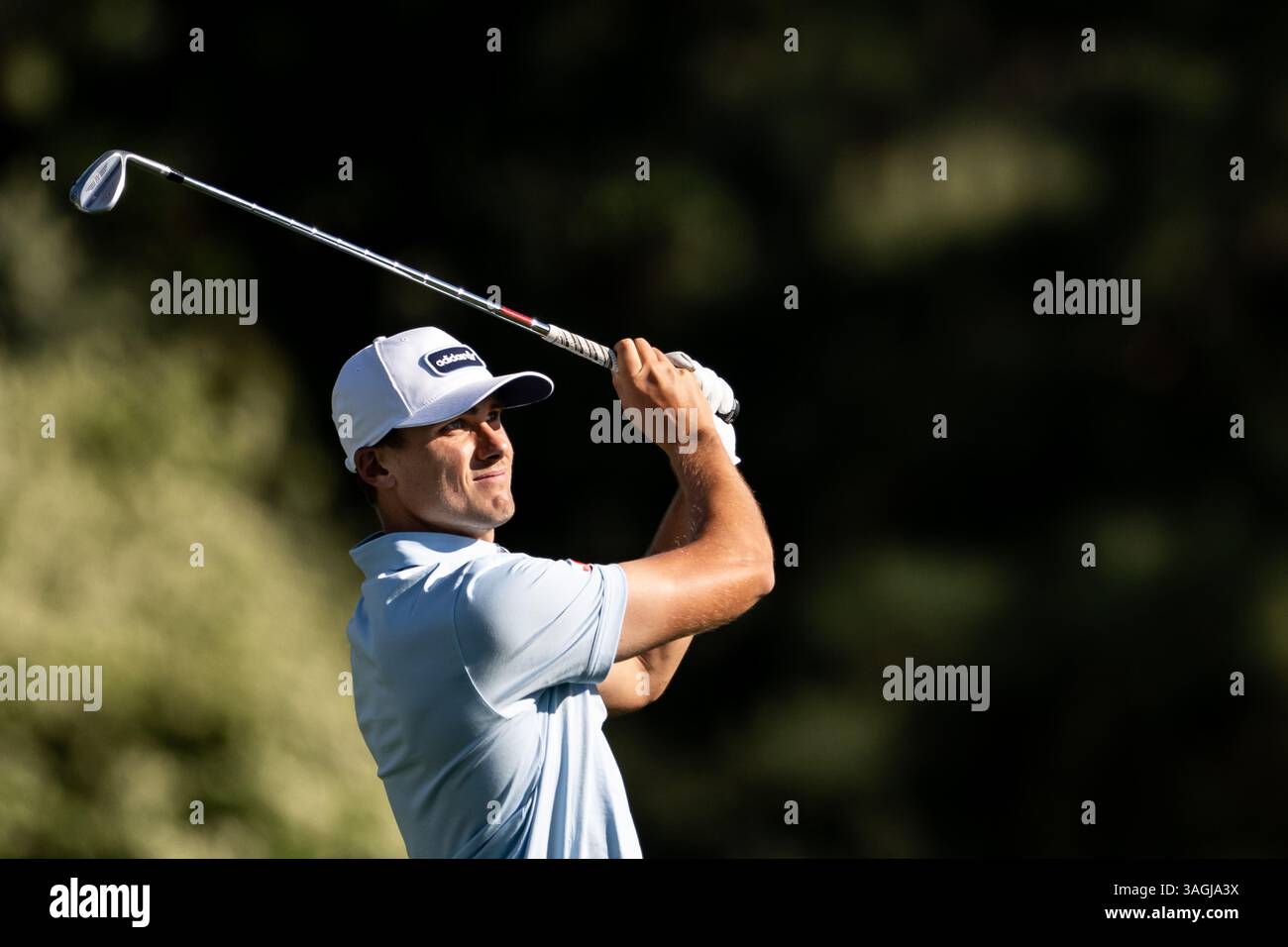 250408 Ludvig Åberg of Sweden during a practice round prior to the 2025 ...