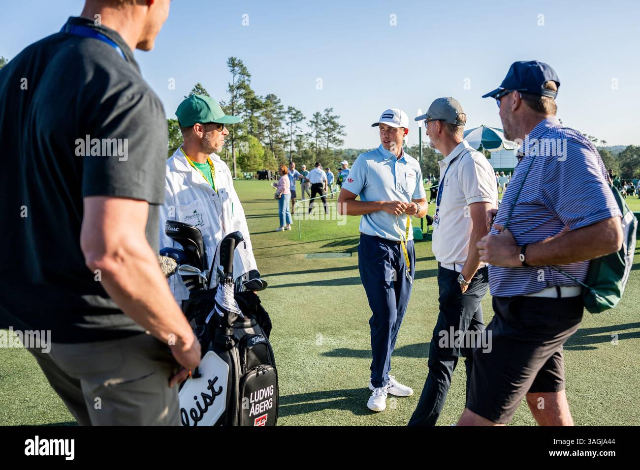250408 Ludvig Åberg of Sweden with caddie Joe Skovron, coach Hans ...