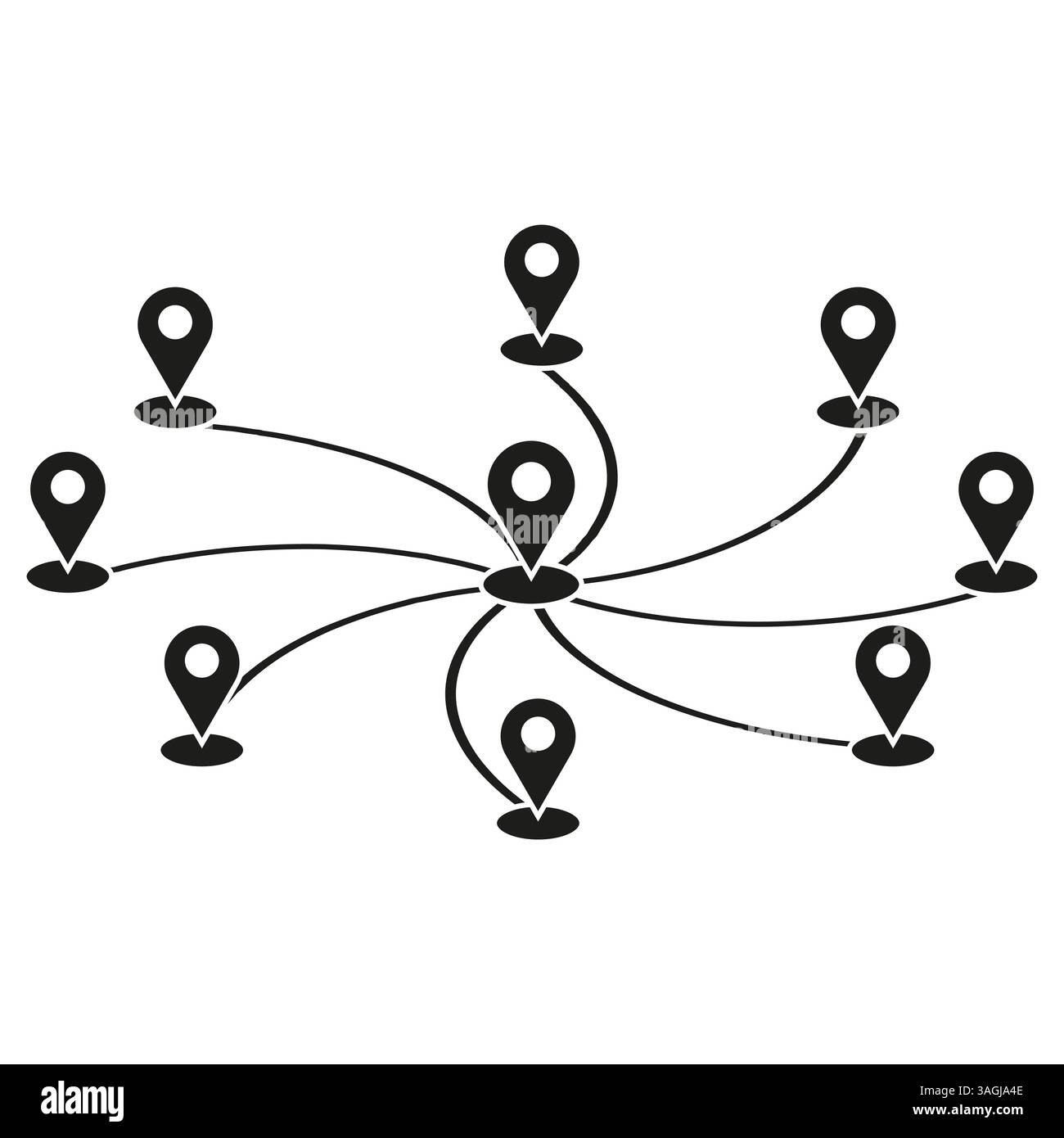 Location network icon. Pin marker symbol. Vector connection shape ...