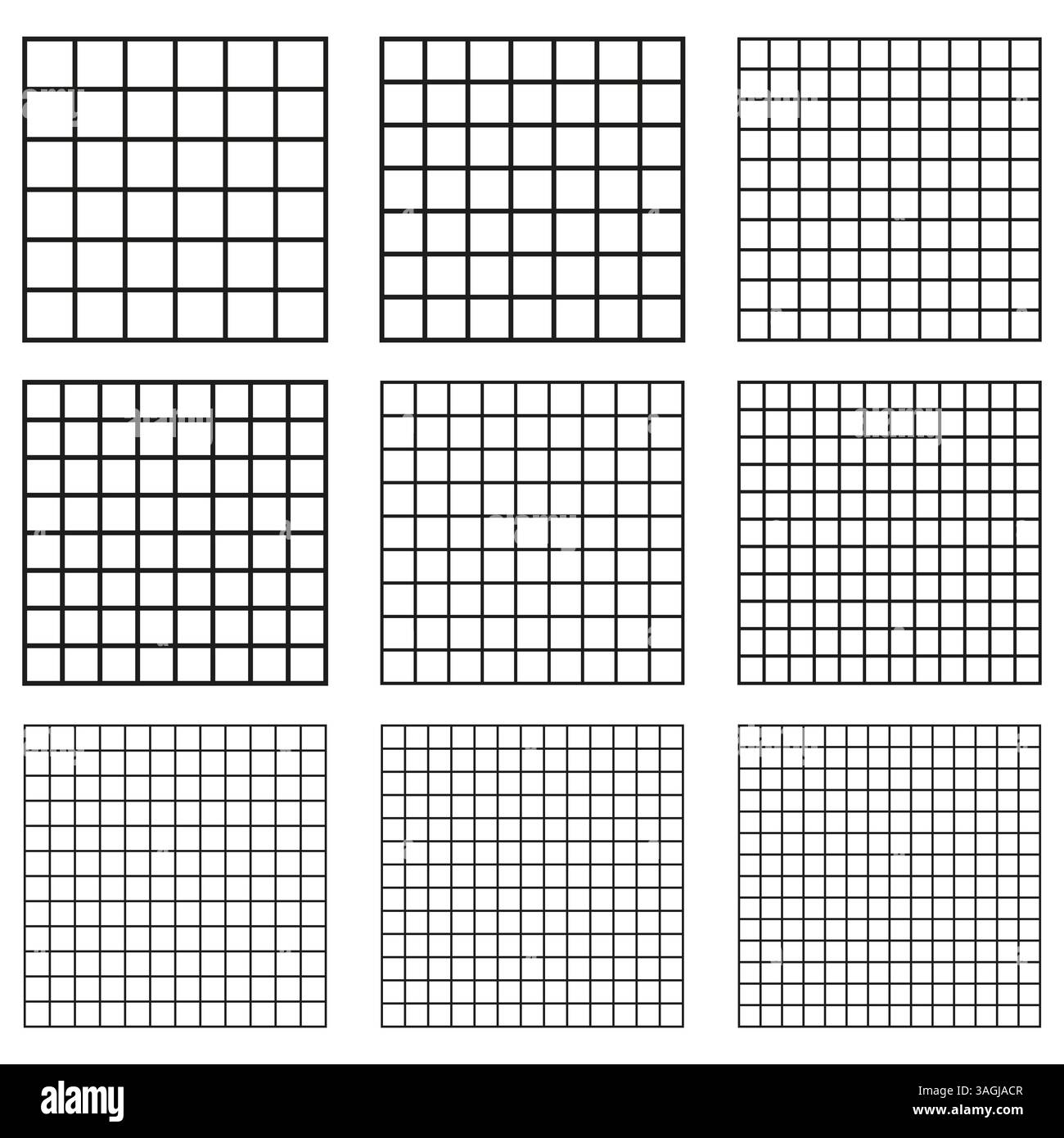 Square grid layout. Vector structured pattern. Black geometric shape. Minimalist cell format ...