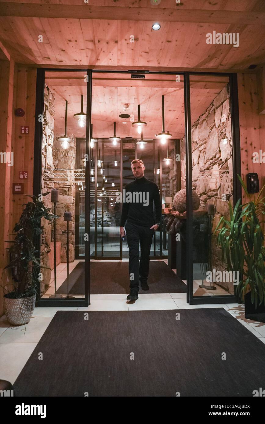 Entrance of a Luxury Hotel with Rustic Design in the Italian Alps Stock ...