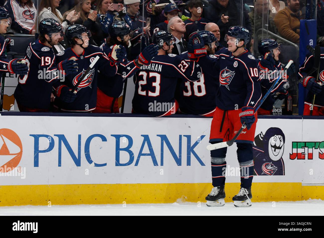 Columbus Blue Jackets' Dmitri Voronkov celebrates hid goal against the ...