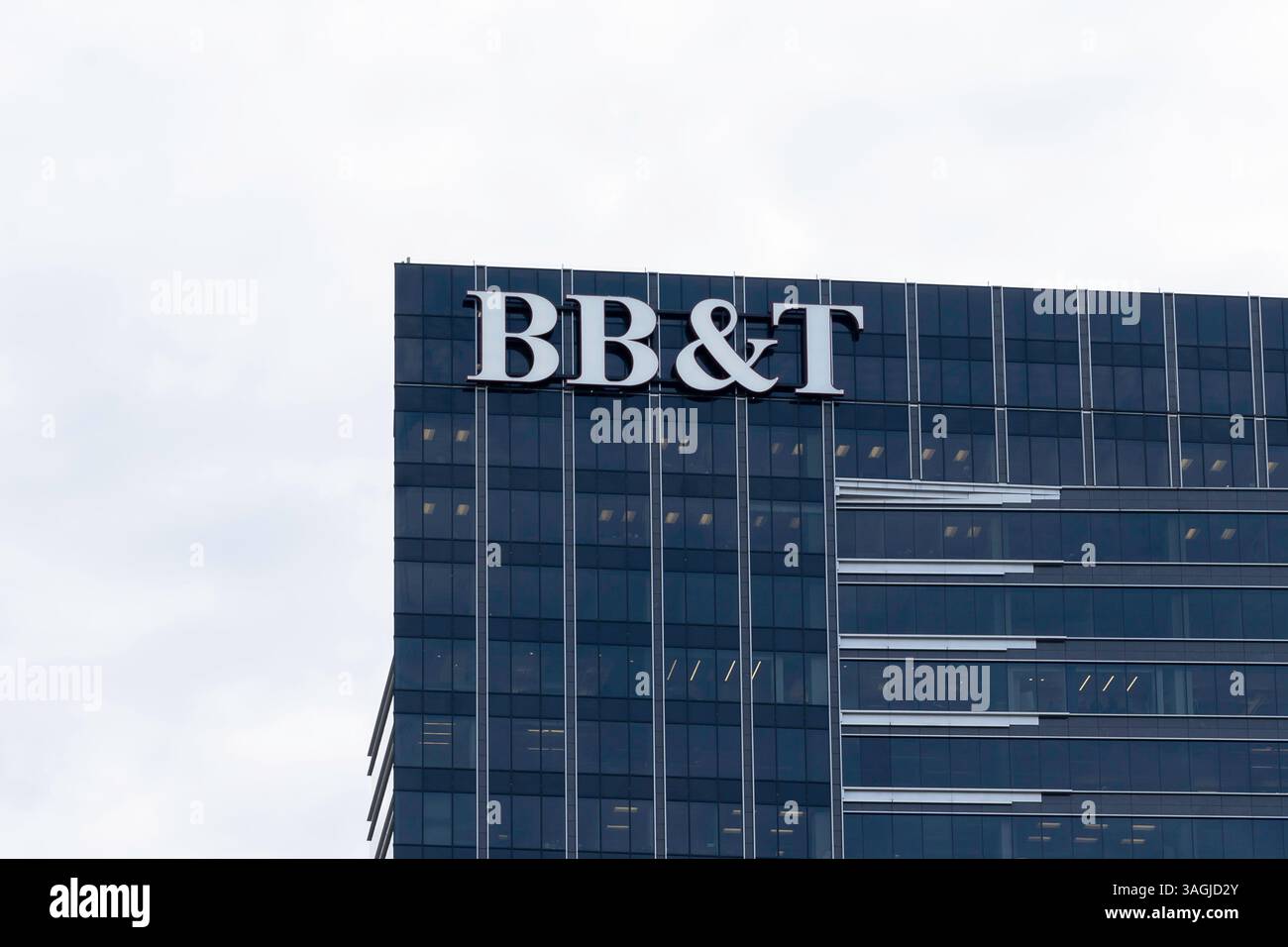 Atlanta, Georgia, USA - January 16, 2020: BB and T sign on the building ...