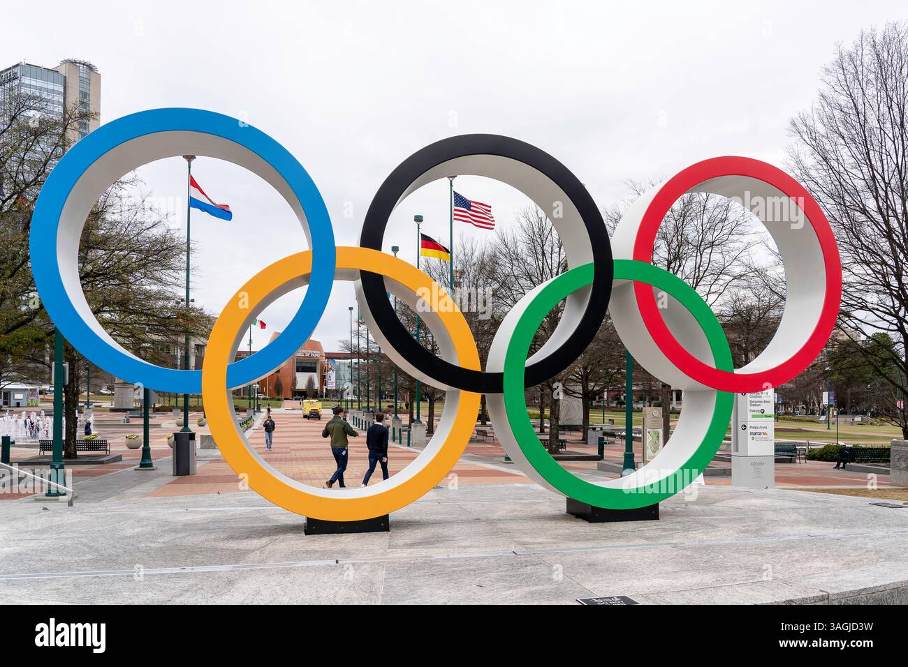 Atlanta, Georgia, USA - January 17, 2020: Olympic Rings sculpture in ...