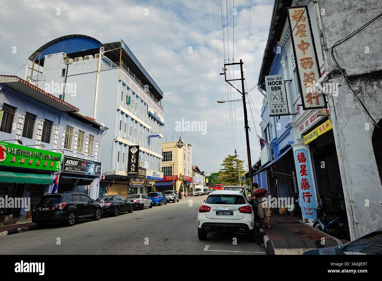 Muar, Malaysia - Mar 24, 2025: Street view with shop houses in Muar ...