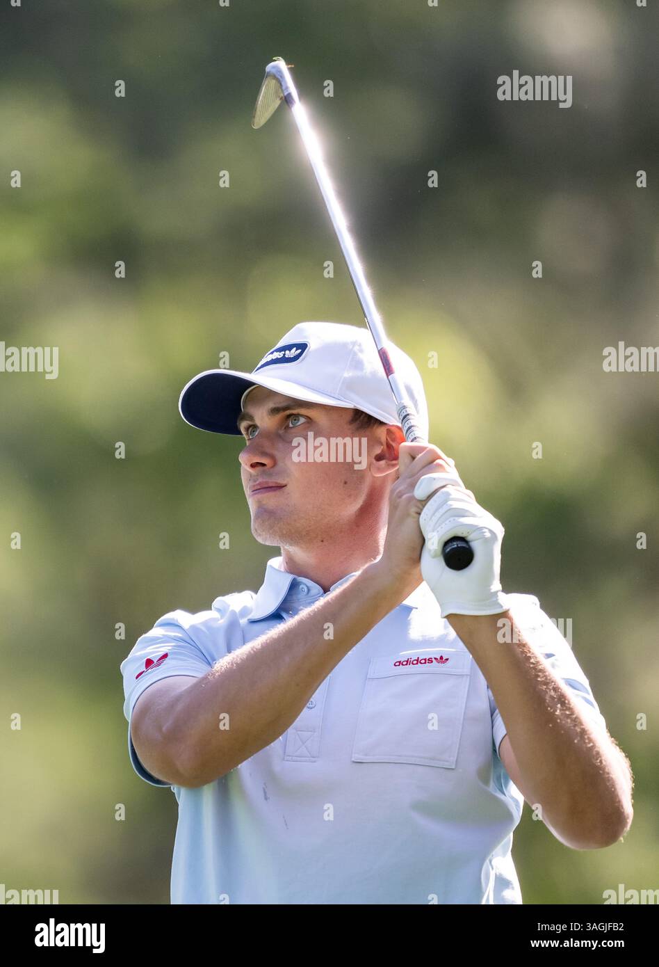 250408 Ludvig Åberg of Sweden during a practice round prior to the 2025 ...