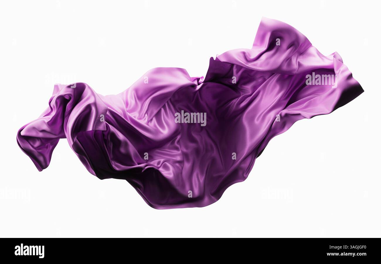 Flowing purple wave cloth background, 3d rendering. 3D illustration ...