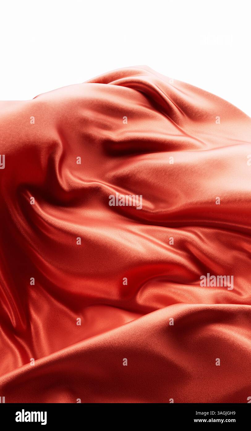 Flowing red wave cloth background, 3d rendering. 3D illustration Stock ...