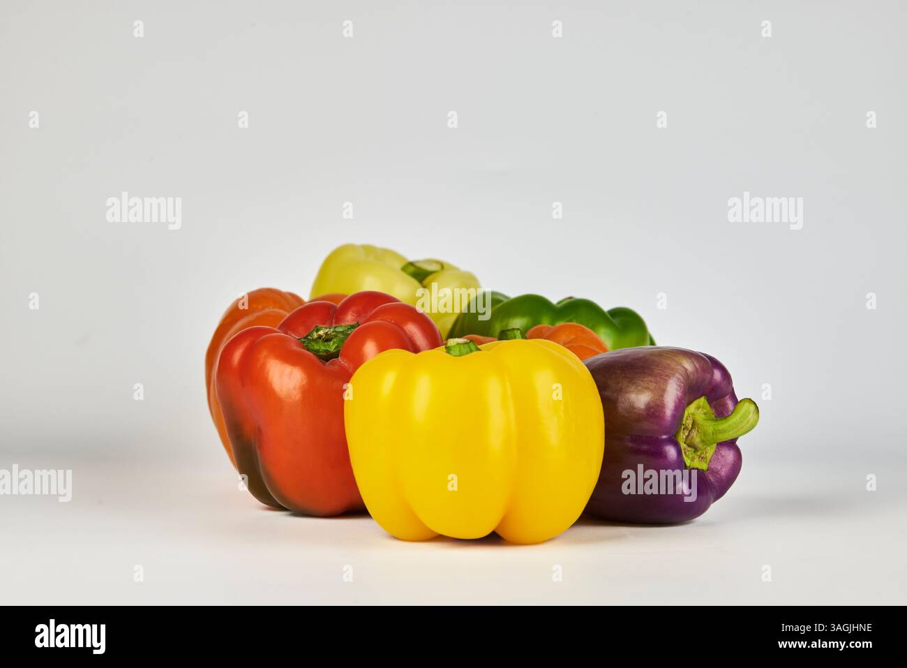 Diverse and colorful variety of bell peppers found naturally in the ...