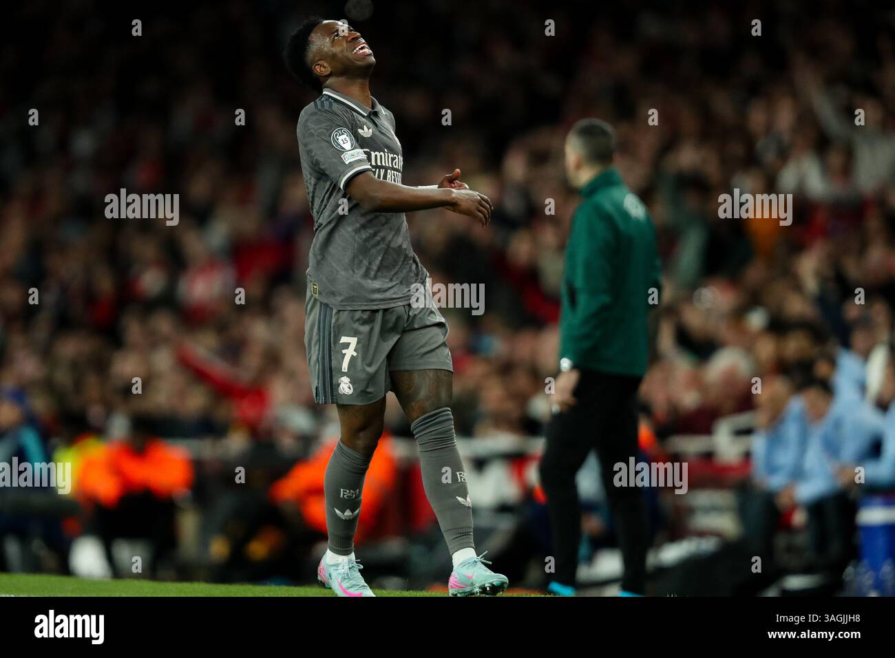 Vinícius Júnior of Real Madrid reacts during the UEFA Champions League ...