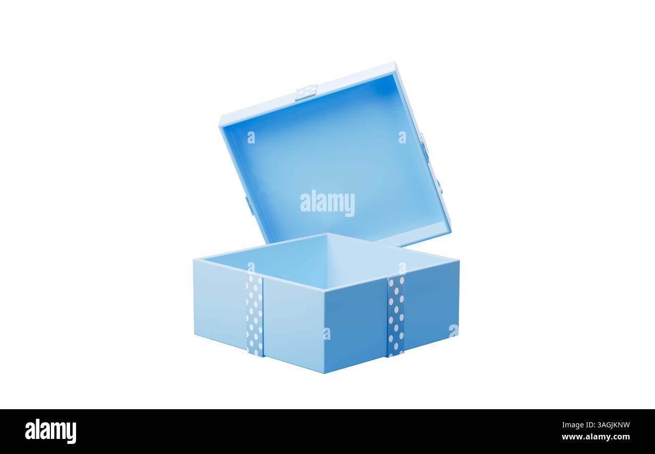 Opening blue cartoon style gift box, 3d rendering. 3D illustration ...