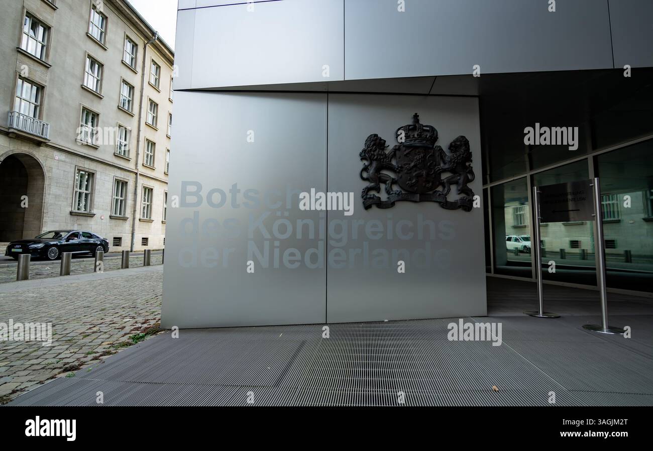 Embassy of the Kingdom of the Netherlands in Berlin with coat of arms ...
