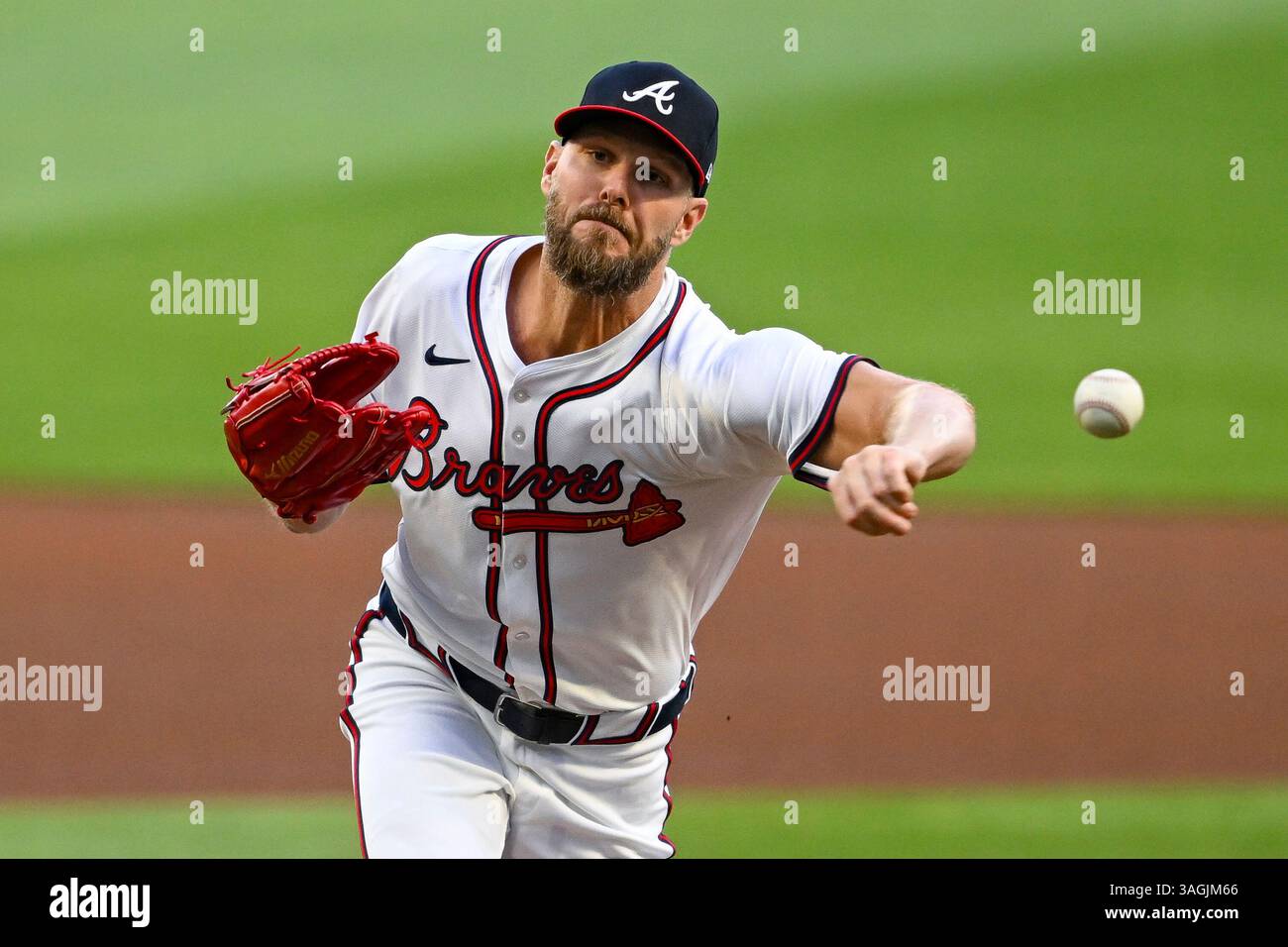 ATLANTA, GA – APRIL 08: Atlanta pitcher Chris Sale (51) throws a pitch ...