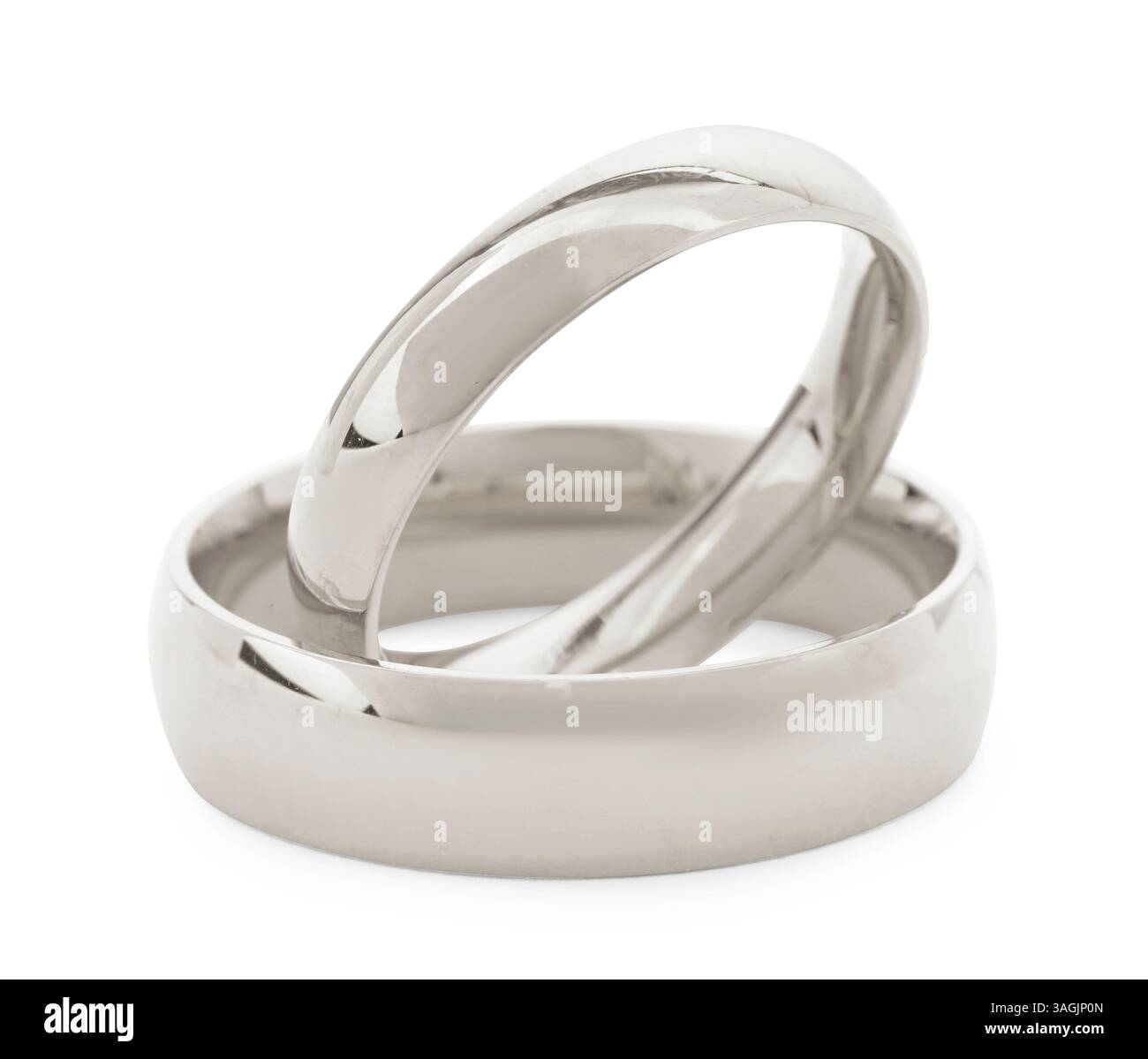 Shiny silver wedding rings isolated on white Stock Photo - Alamy