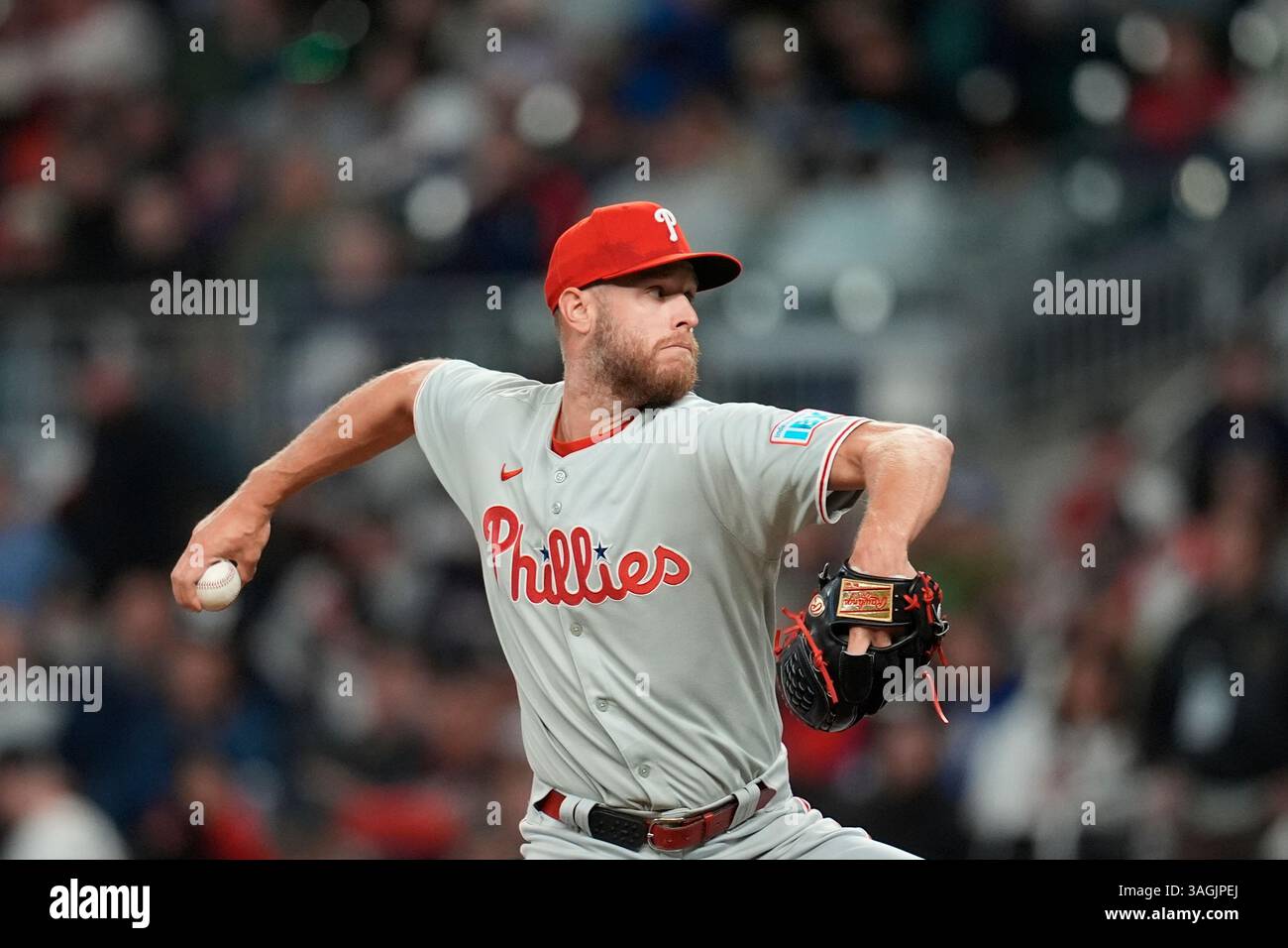 Philadelphia Phillies pitcher Zack Wheeler (45) works against the ...