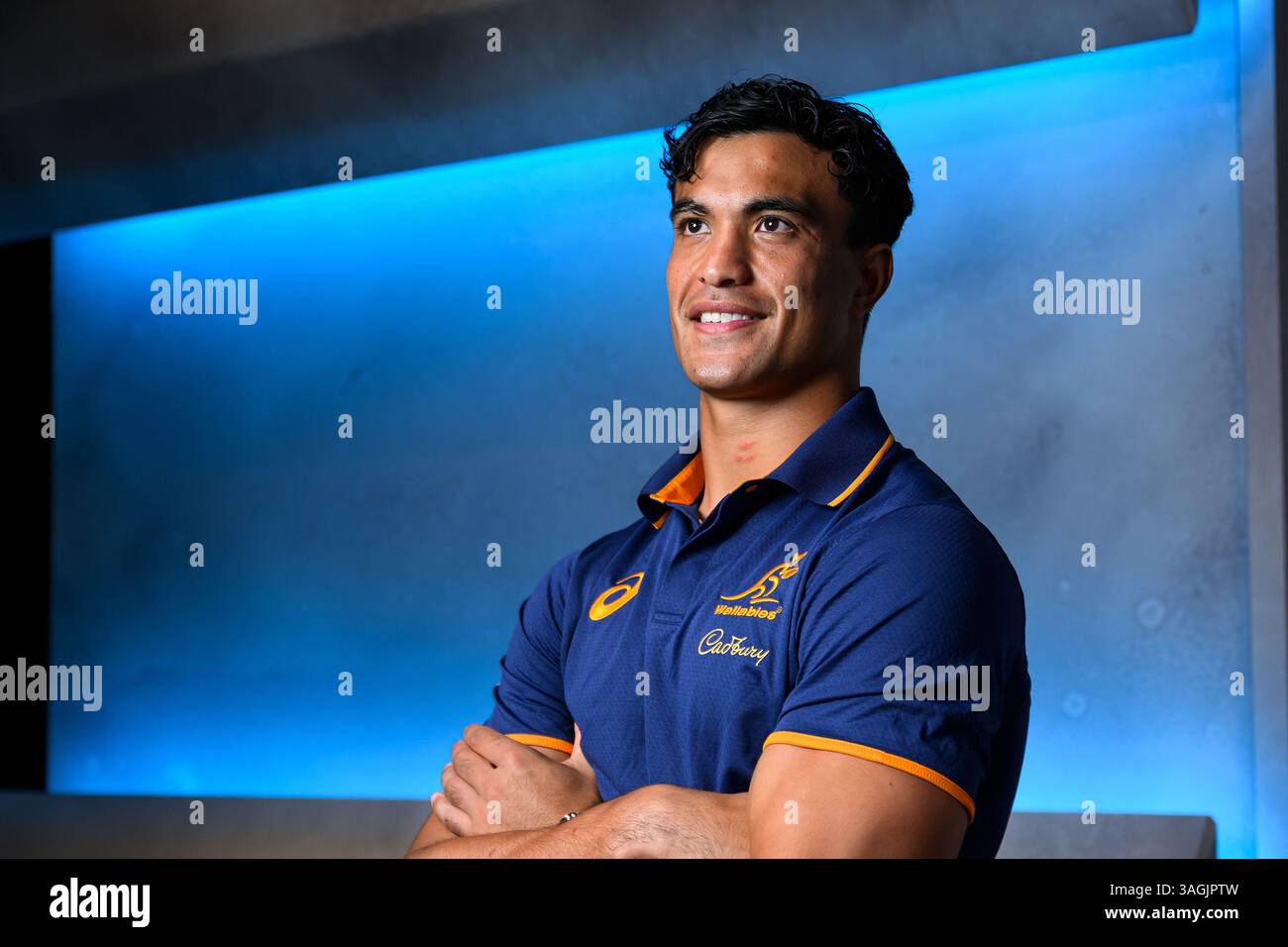 Australian super rugby player Joseph-Aukuso Suaalii poses for a ...