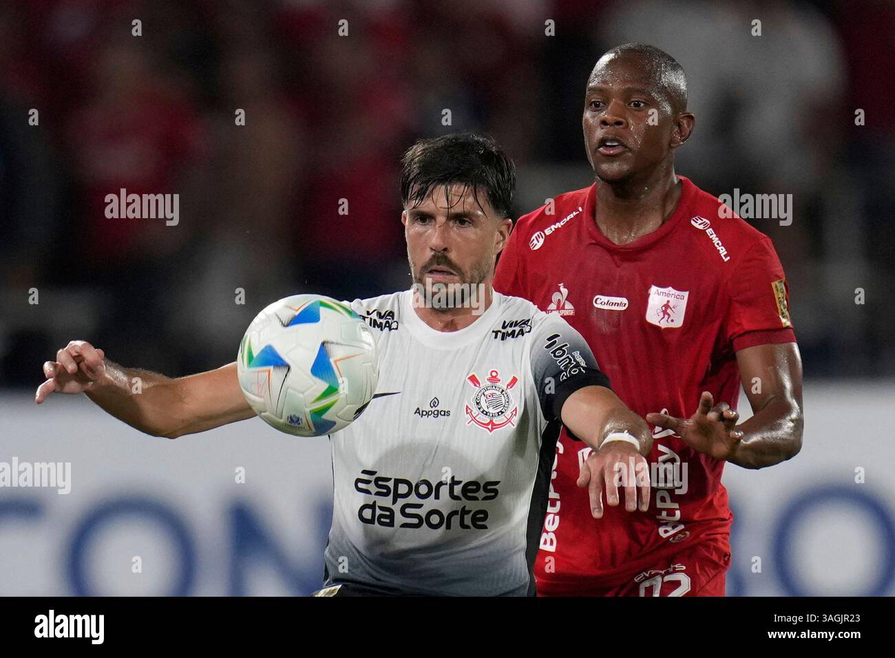 Hector Hernandez of Brazil's Corinthians controls the ball challenged ...