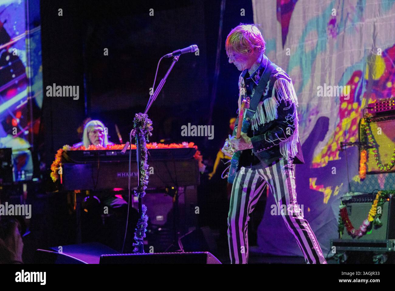 Kula Shaker, Plymouth, UK. 8 April 2025. Kula Shaker warm up the crowd ...