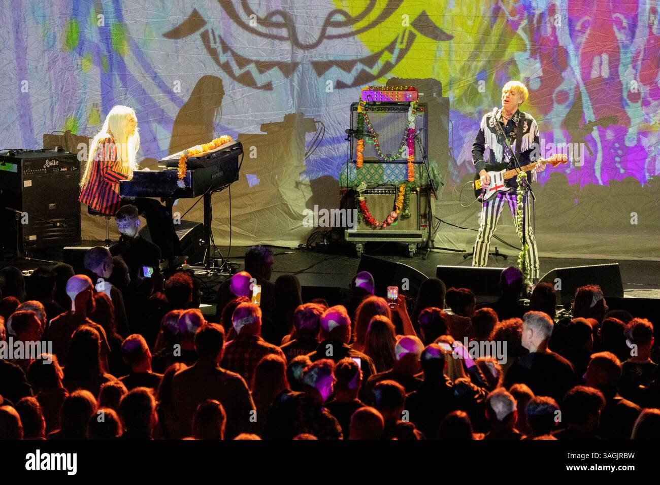 Kula Shaker, Plymouth, UK. 8 April 2025. Kula Shaker warm up the crowd ...