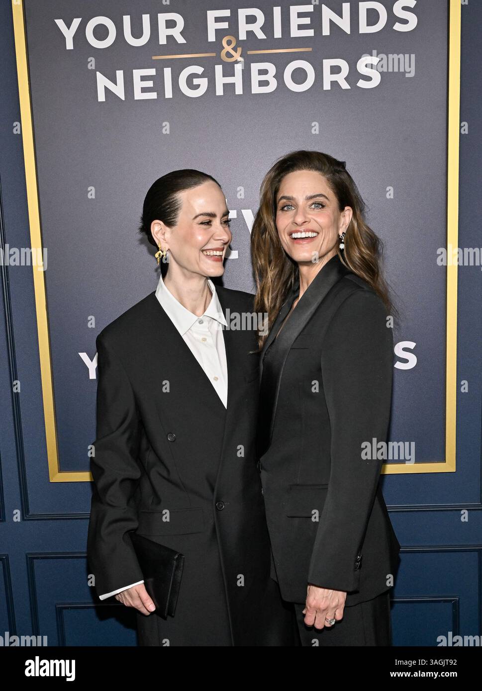 Sarah Paulson, left, and Amanda Peet attend the Apple TV+ premiere of ...