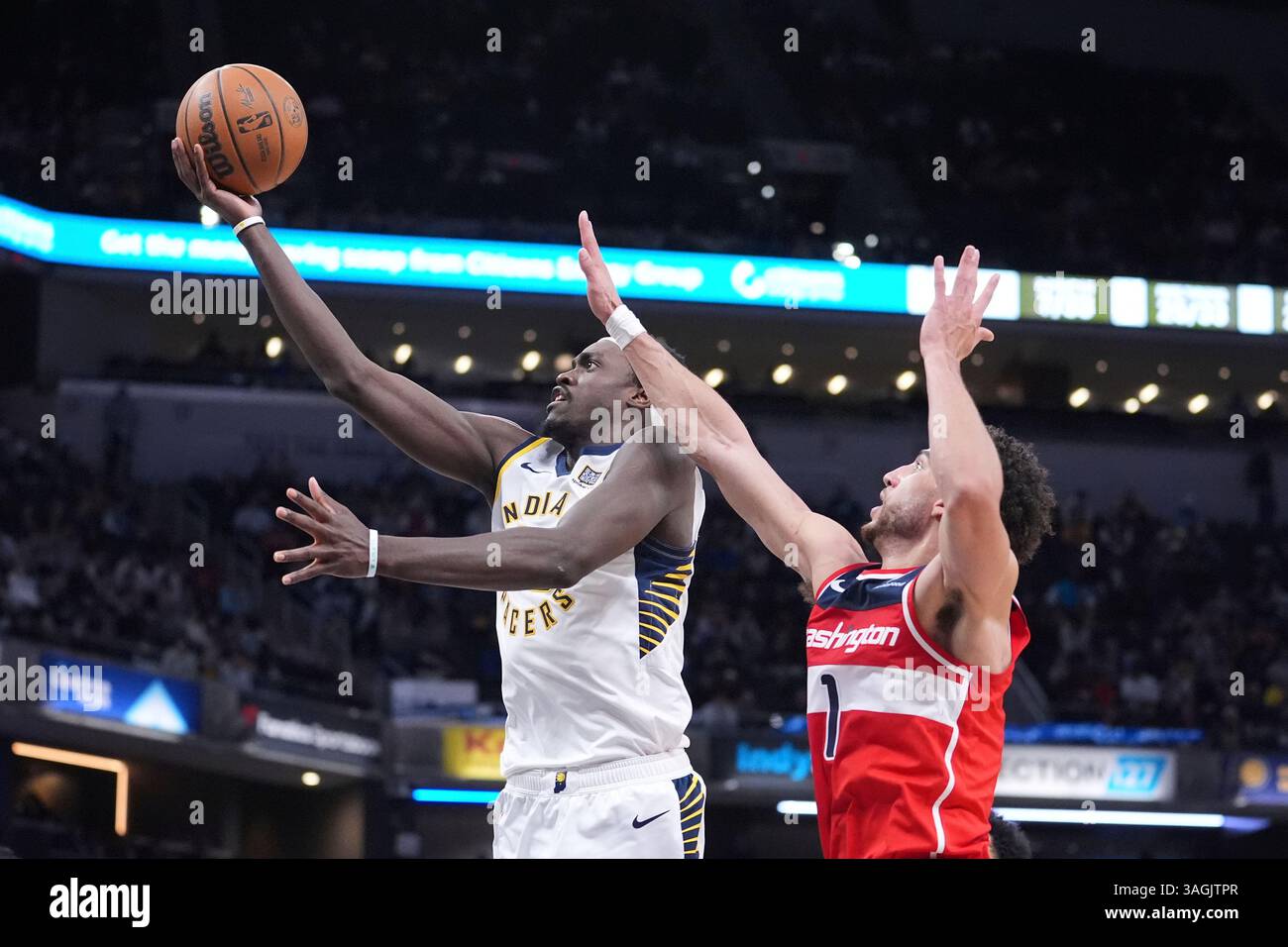 Indiana Pacers forward Pascal Siakam (43) shoots in front of Washington ...