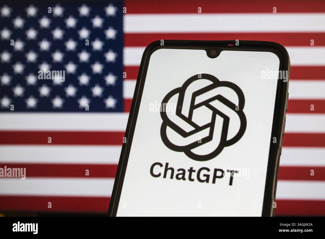 In this photo illustration, The US artificial intelligence company ...