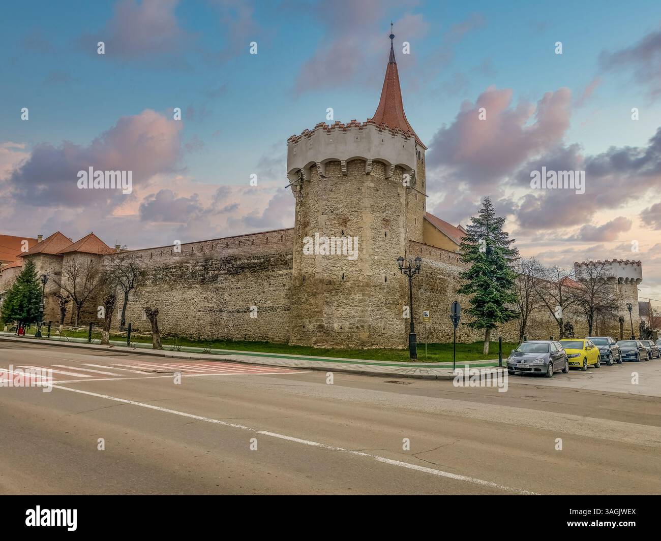 Tanner guild bastion with sunset sky, Aiud Nagyenyed fortified ...