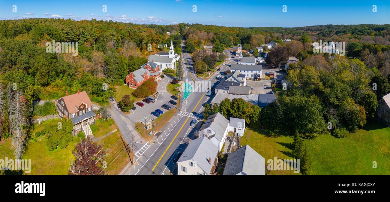 Sterling historic town center aerial view including Conant Free Public ...