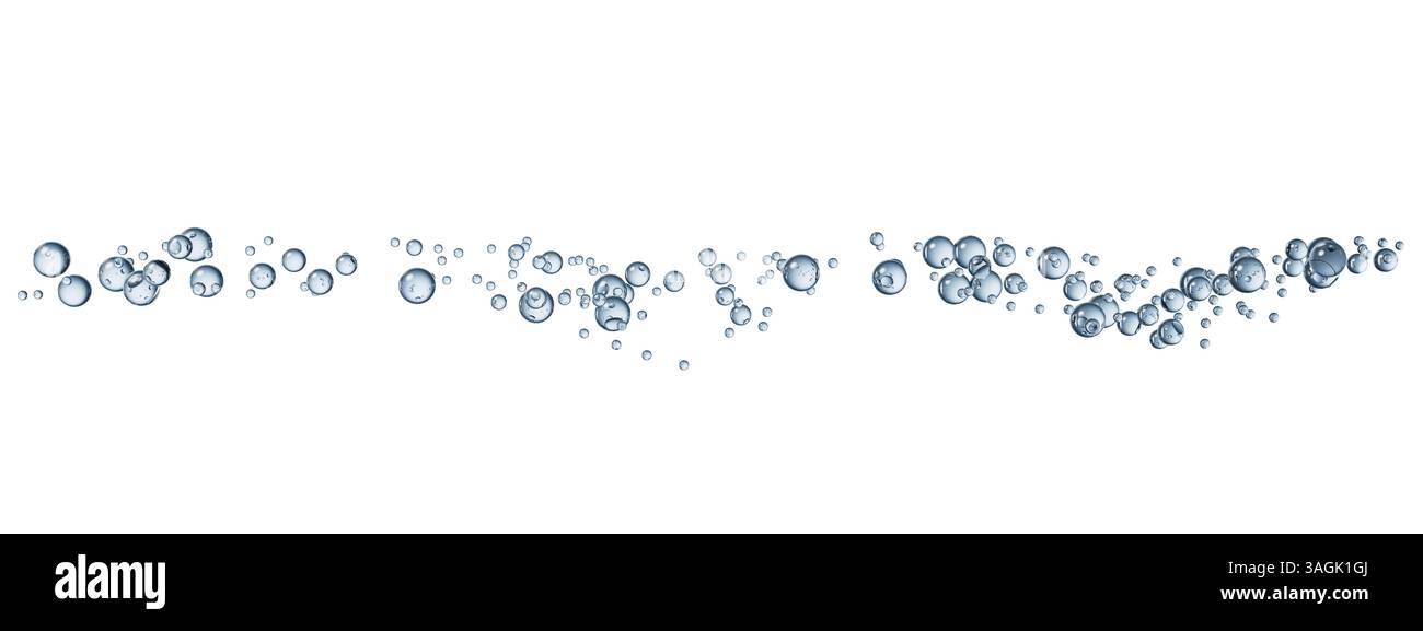 Floating transparent blue bubbles elements, 3d rendering. 3D ...
