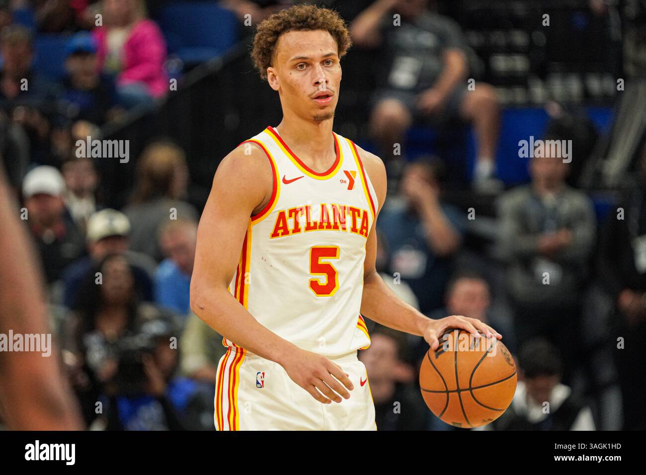 Orlando, Florida, USA, April 8, 2025, Atlanta Hawks guard Dyson Daniels ...
