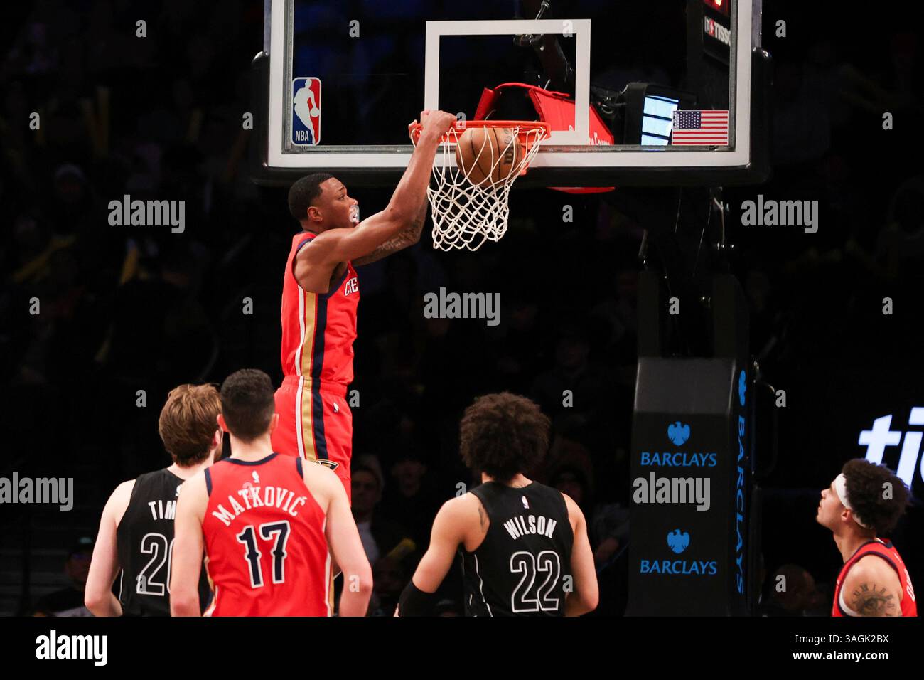 New Orleans Pelicans forward Jamal Cain (8) dunks the ball during the ...