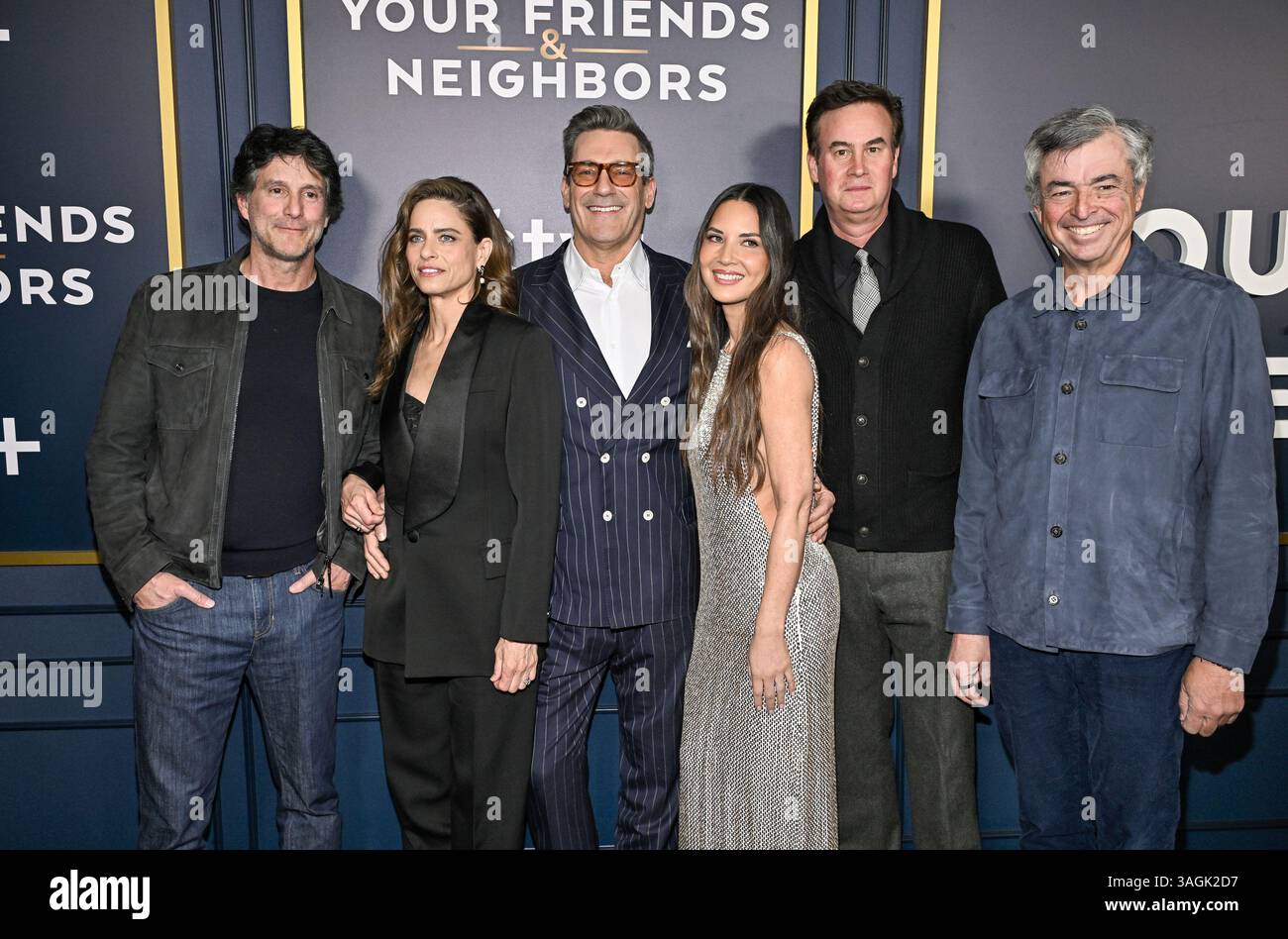 Jamie Erlicht, left, Amanda Peet, Jon Hamm, Olivia Munn, Zack Van ...