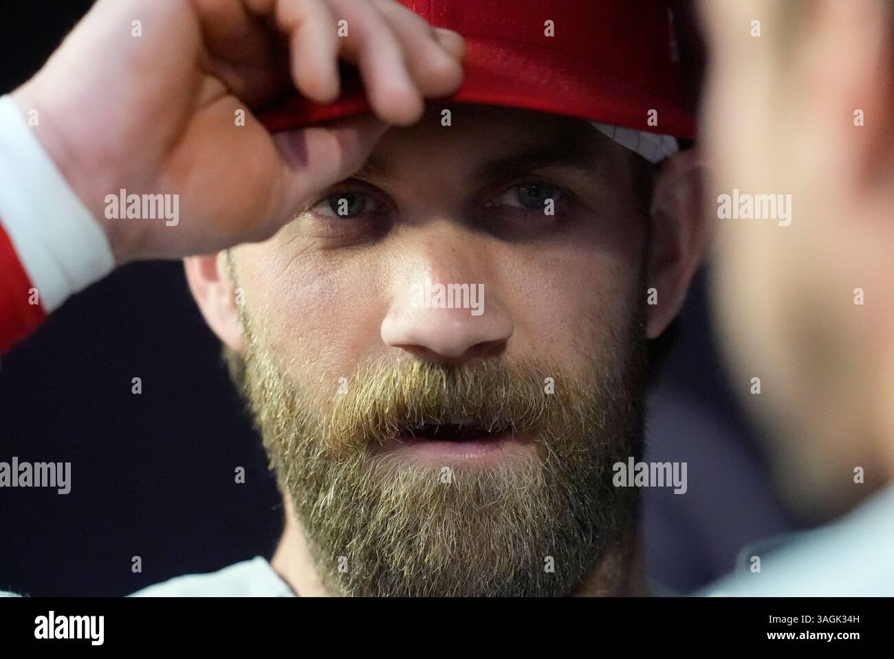 Philadelphia Phillies first baseman Bryce Harper (3) stands in the ...