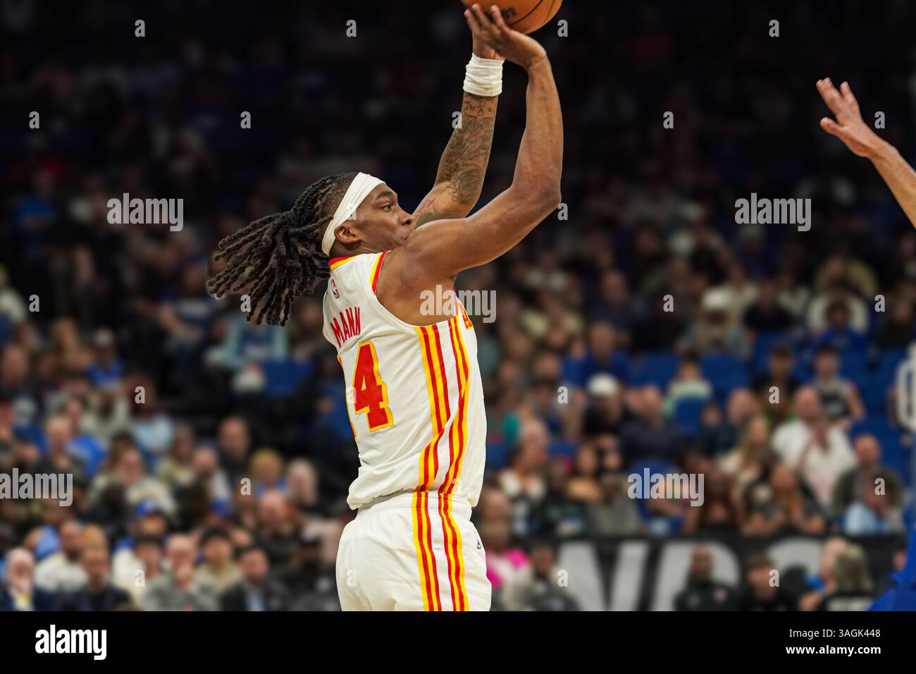 Orlando, Florida, USA, April 8, 2025, Atlanta Hawks guard Terrance Mann ...
