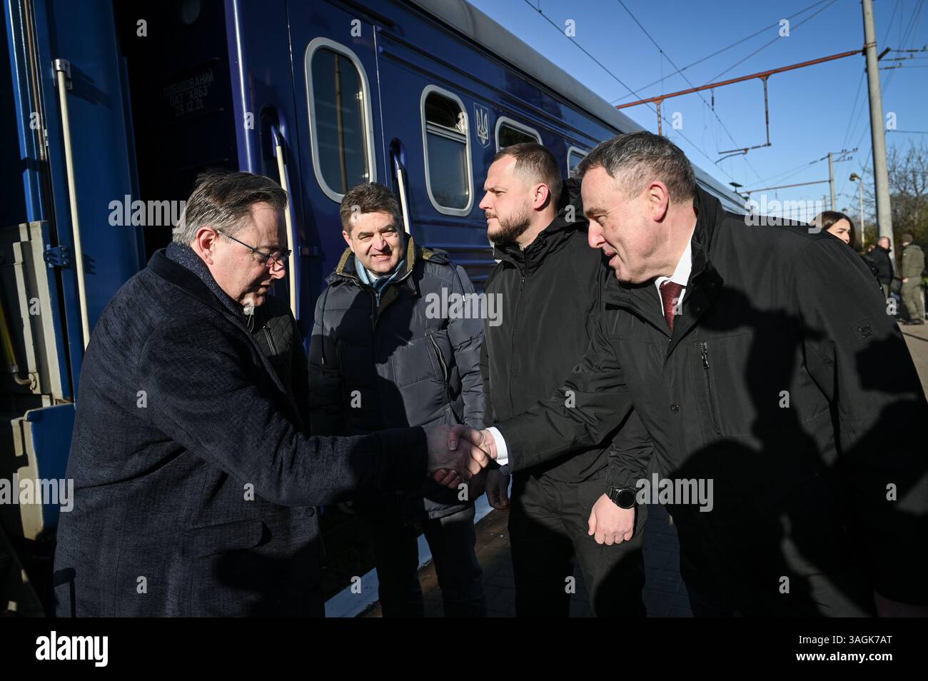 Prime Minister Bart De Wever shakes the hand of Luk Jacobs, the Belgian ...