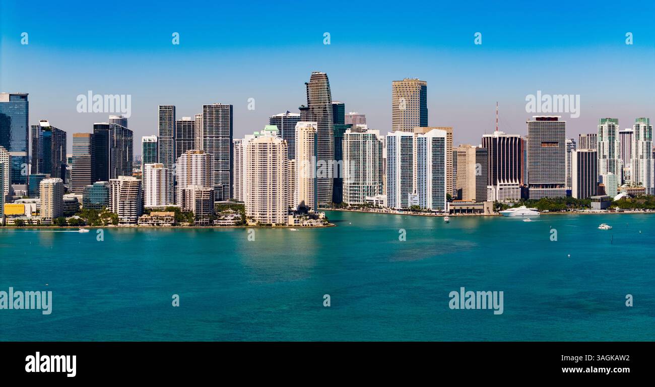 Panoramic modern architecture in Miami downtown, Florida. Miami skyline ...