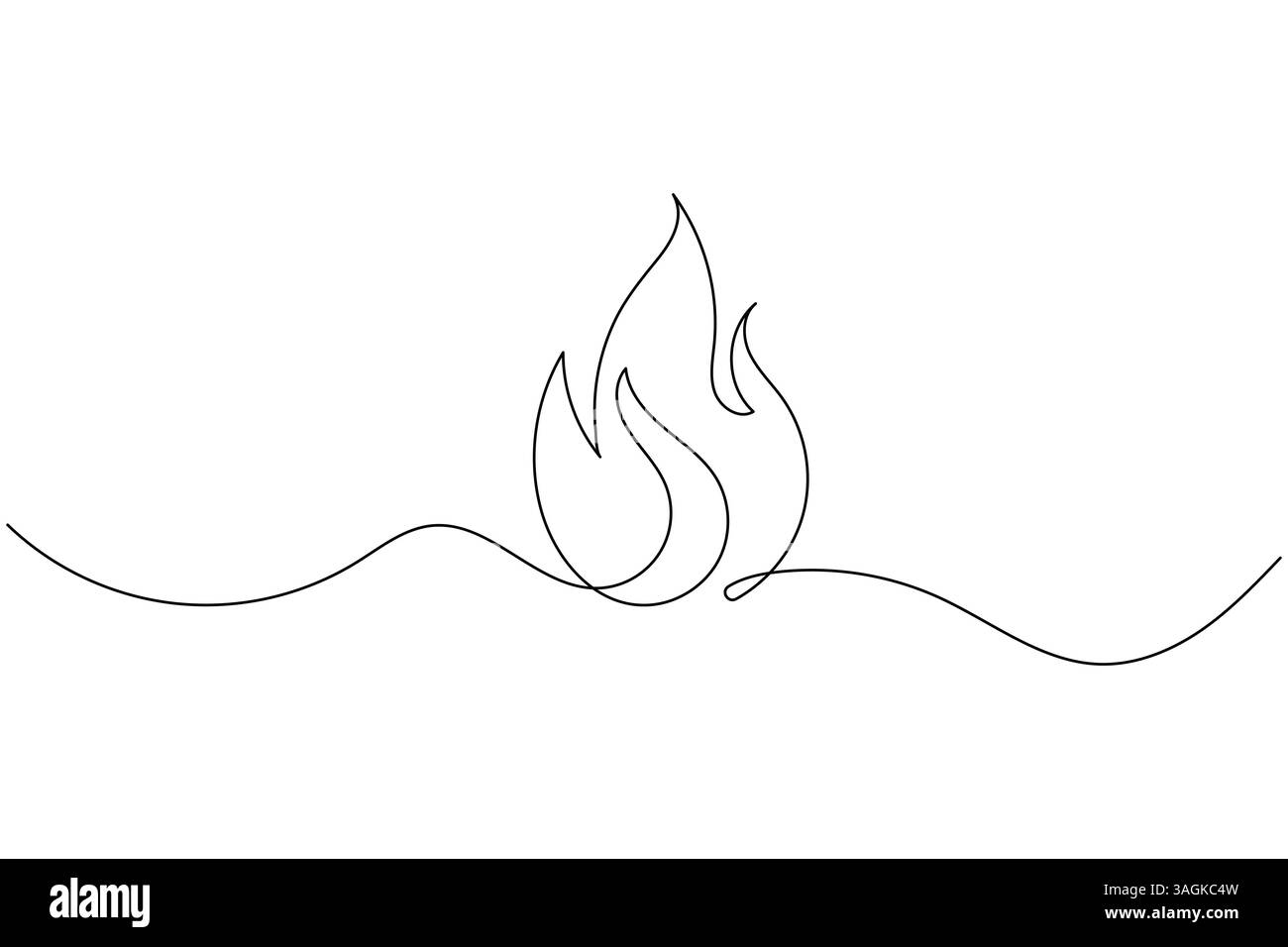 Fire continuous one line drawing and minimalist style isolate outline ...