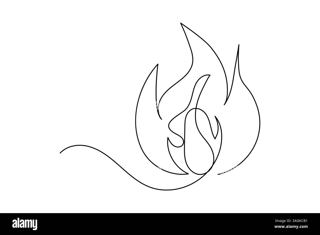 Fire continuous one line drawing and minimalist style isolate outline ...