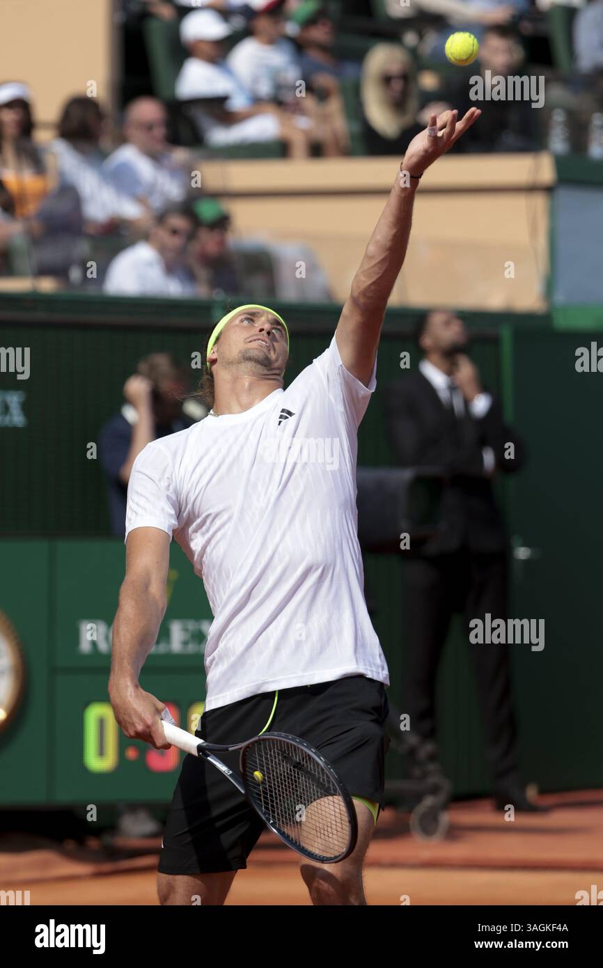 Alexander Zverev of Germany during day three of the Rolex Monte-Carlo ...